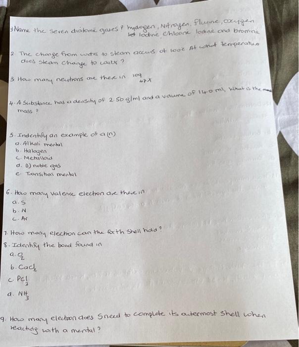Solved moogen, Nitrogen. flunne, oxygen Name the seven | Chegg.com