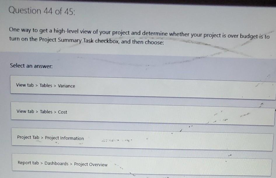 Solved Question 44 of 45: One way to get a high-level view | Chegg.com