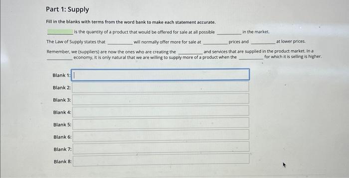 Solved Fill in the blanks with terms from the word bank to | Chegg.com