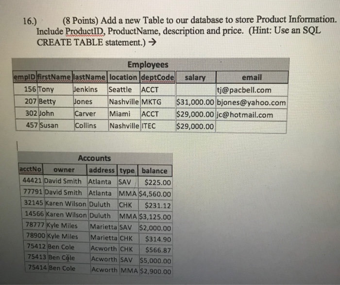 Solved 11.) (4 Points) What are the System tables? What kind | Chegg.com