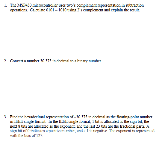 Solved The MSP430 ﻿microcontroller uses two's complement | Chegg.com