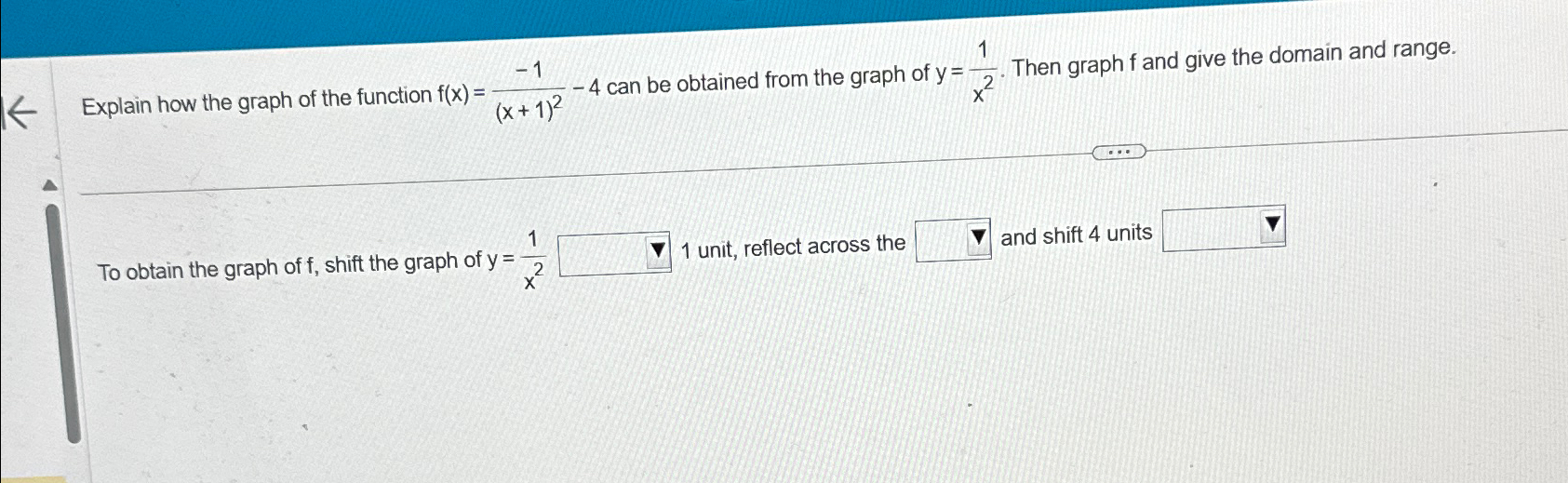 Solved Explain how the graph of the function f(x)=-1(x+1)2-4 | Chegg.com