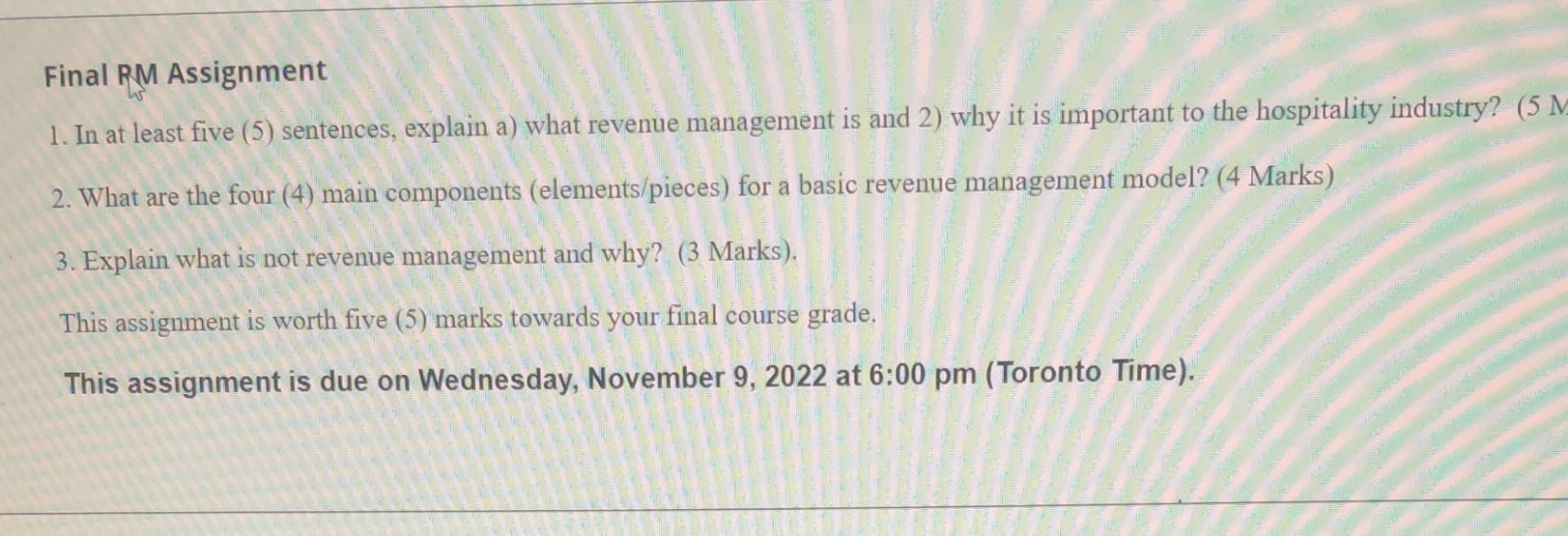 Solved Final RM Assignment 1. In at least five (5) | Chegg.com