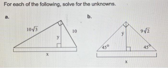 Solved Solve for the unknown x and y in both questions A and | Chegg.com