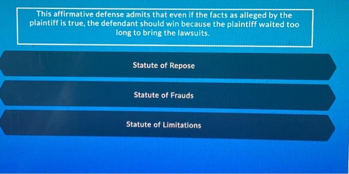 This affirmative defense admits that even if the | Chegg.com