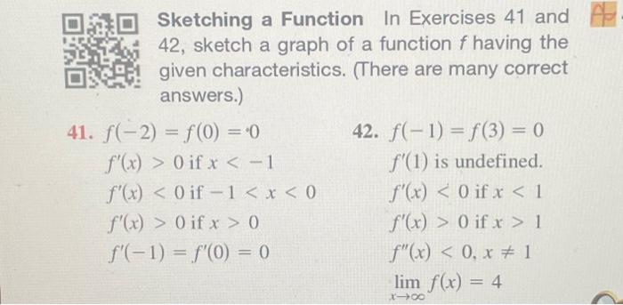 Solved Sketching a Function In Exercises 41 and 42 , sketch | Chegg.com