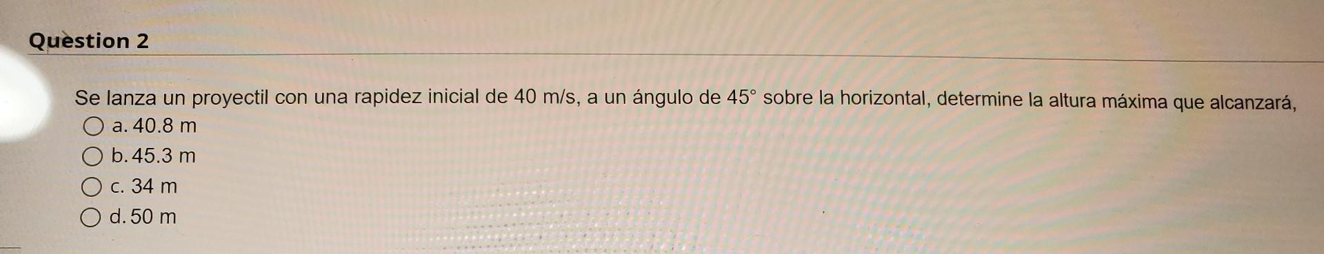 Solved Se lanza un proyectil con una rapidez inicial de 40 | Chegg.com