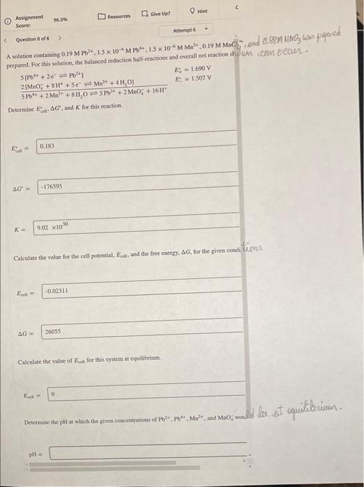 Solved E Assignment Score: 96.5% Resources C Give Up? Hint
