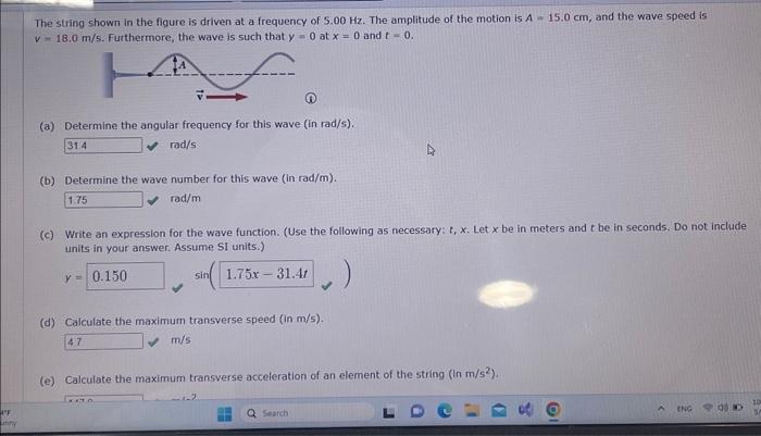 The string shown in the figure is driven at a | Chegg.com