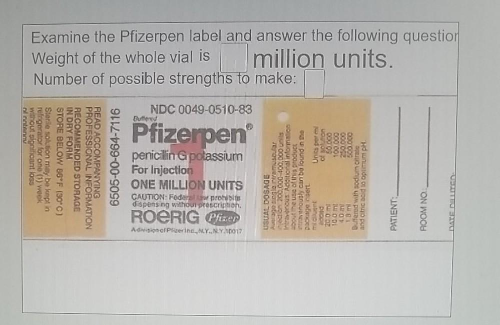 Solved Examine the Pfizerpen label and answer the following | Chegg.com