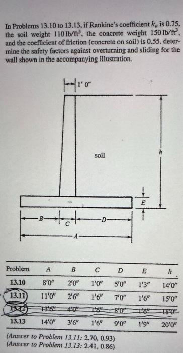 Solved In Problems 13.10 to 13.13. if Rankine's coefficient | Chegg.com