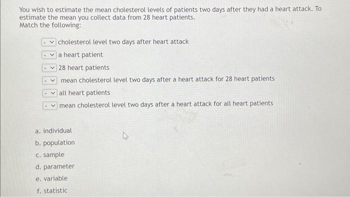 Solved You wish to estimate the mean cholesterol levels of | Chegg.com Solved You wish to estimate the mean cholesterol levels of | Chegg.com
