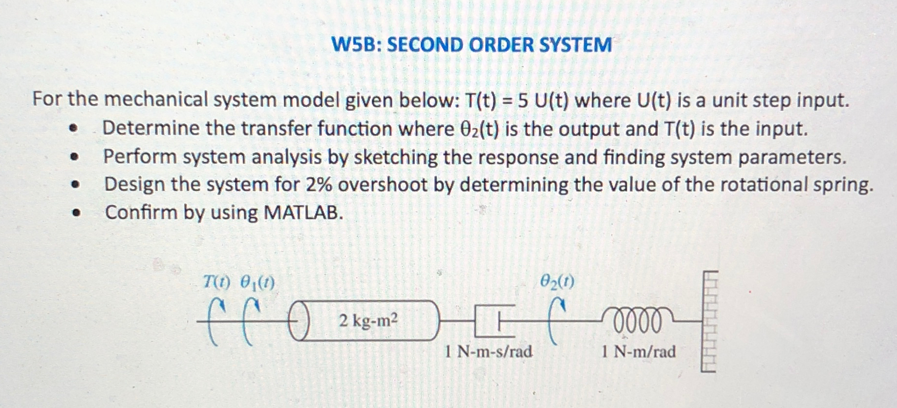 Solved W5B: SECOND ORDER SYSTEMFor the mechanical system | Chegg.com