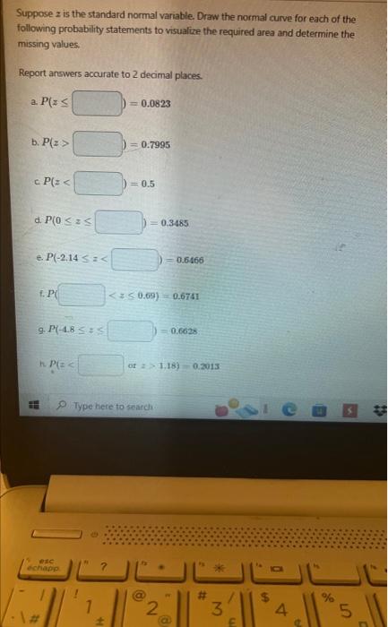 Solved Suppose z is the standard normal variable. Draw the | Chegg.com