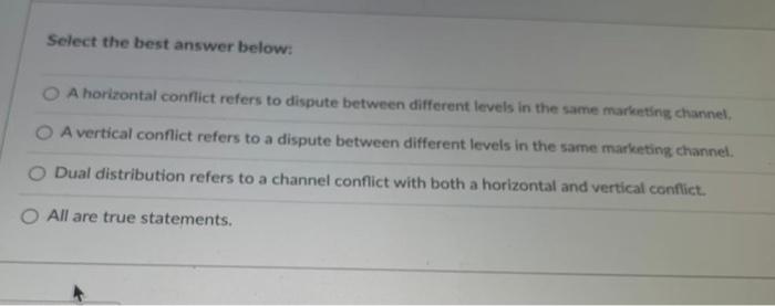 Solved Select the best answer below: O A horizontal conflict | Chegg.com