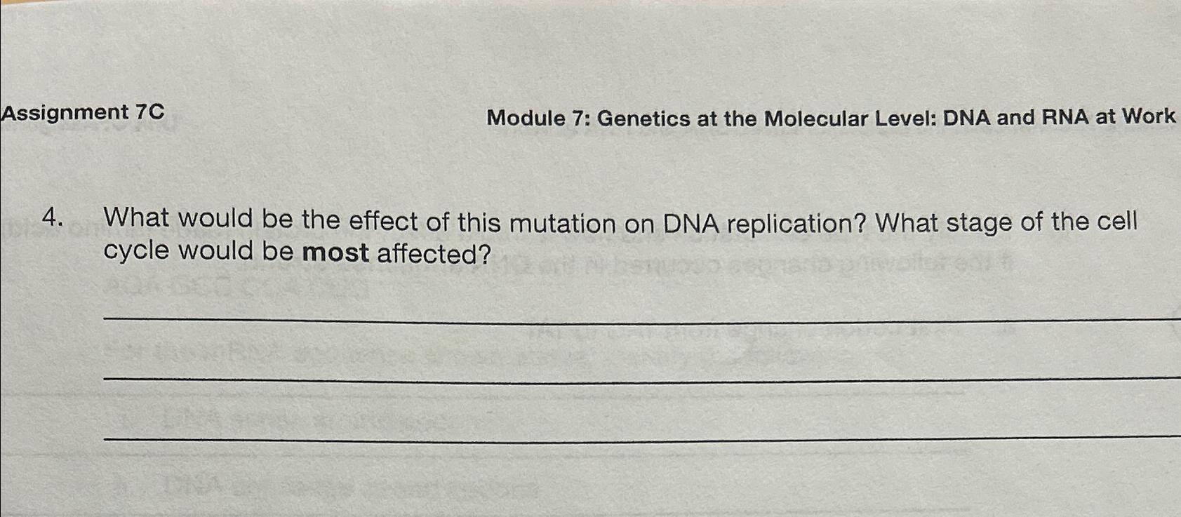 Solved Assignment 7CModule 7: Genetics at the Molecular | Chegg.com