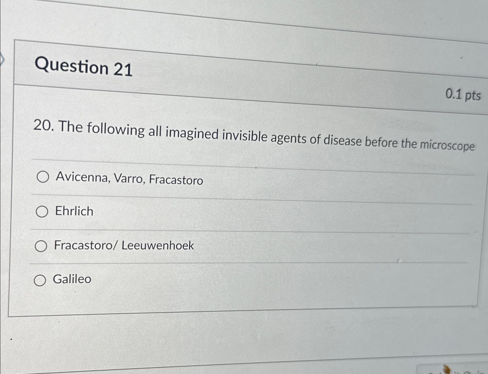 Solved Question 210.1pts20. ﻿The following all imagined | Chegg.com
