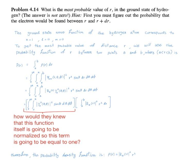 Solved Problem 4.14 What is the most probable value of r, in | Chegg.com
