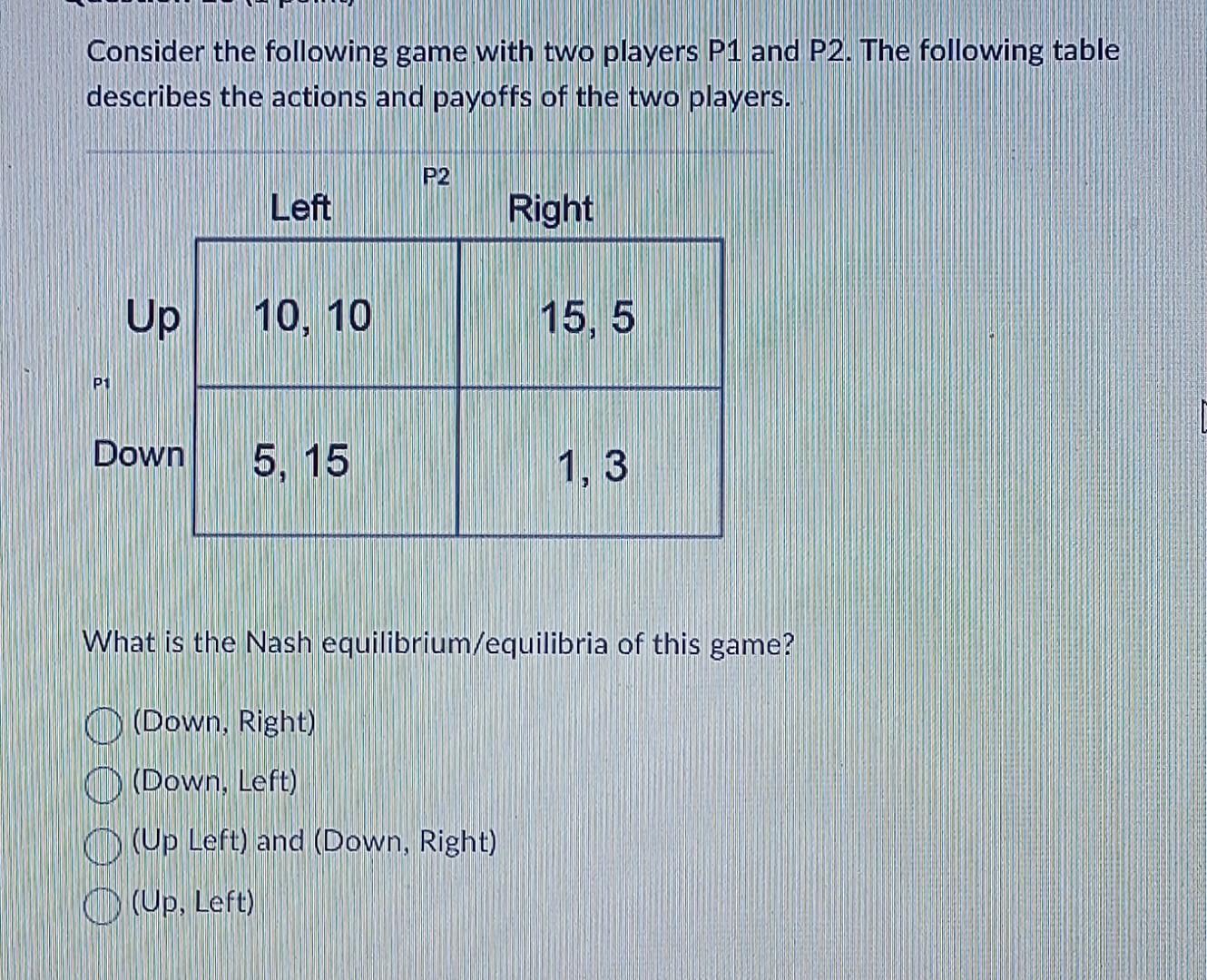 Solved Consider the following game with two players P1 and | Chegg.com