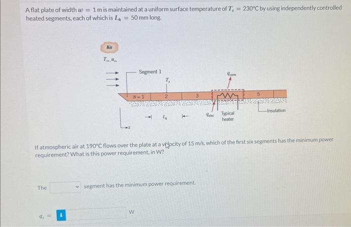 Solved A flat plate of width w=1 m is maintained at a | Chegg.com