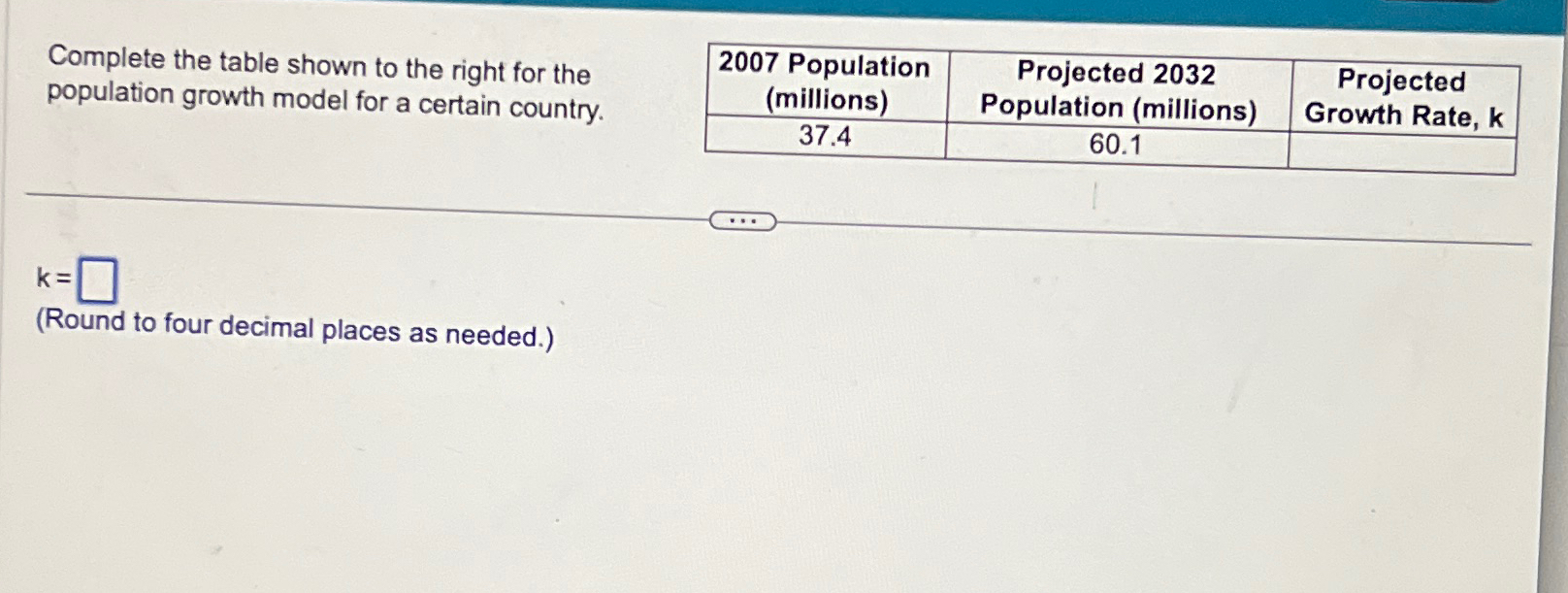 Solved Complete the table shown to the right for the | Chegg.com