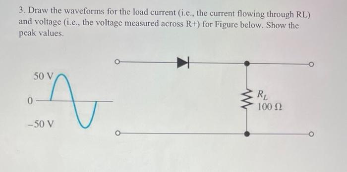 Solved 3. Draw the waveforms for the load current (i.e., the | Chegg.com