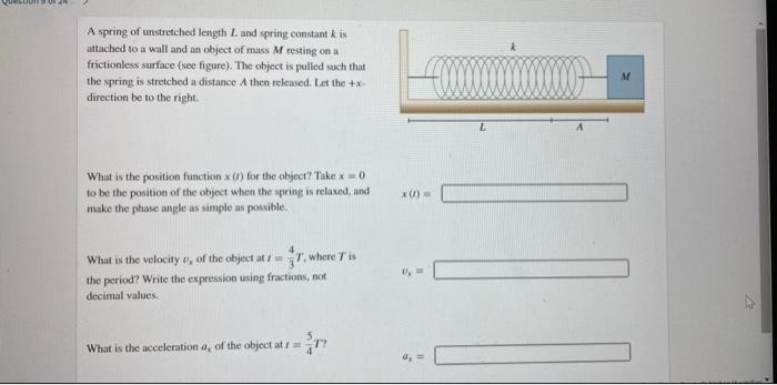 Solved A spring of unstretched length and spring constant | Chegg.com