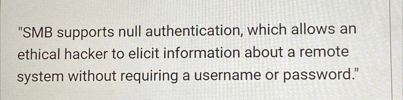 Solved Smb Supports Null Authentication Which Allows An