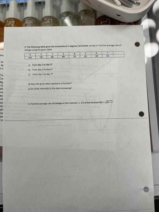 Solved 4. The following table giver the temperature in | Chegg.com
