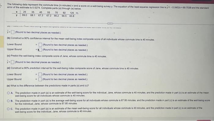 Solved The following data represent the commute tme (in | Chegg.com