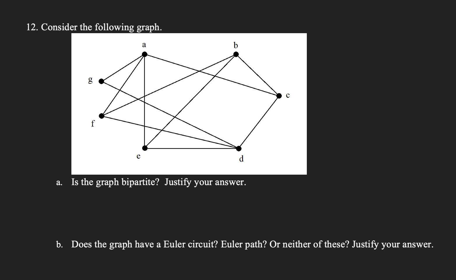 Solved Consider the following graph.a. ﻿Is the graph | Chegg.com
