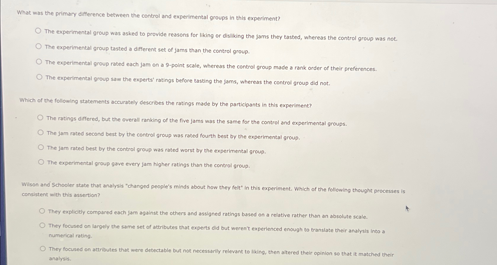 Solved What was the primary difference between the control | Chegg.com