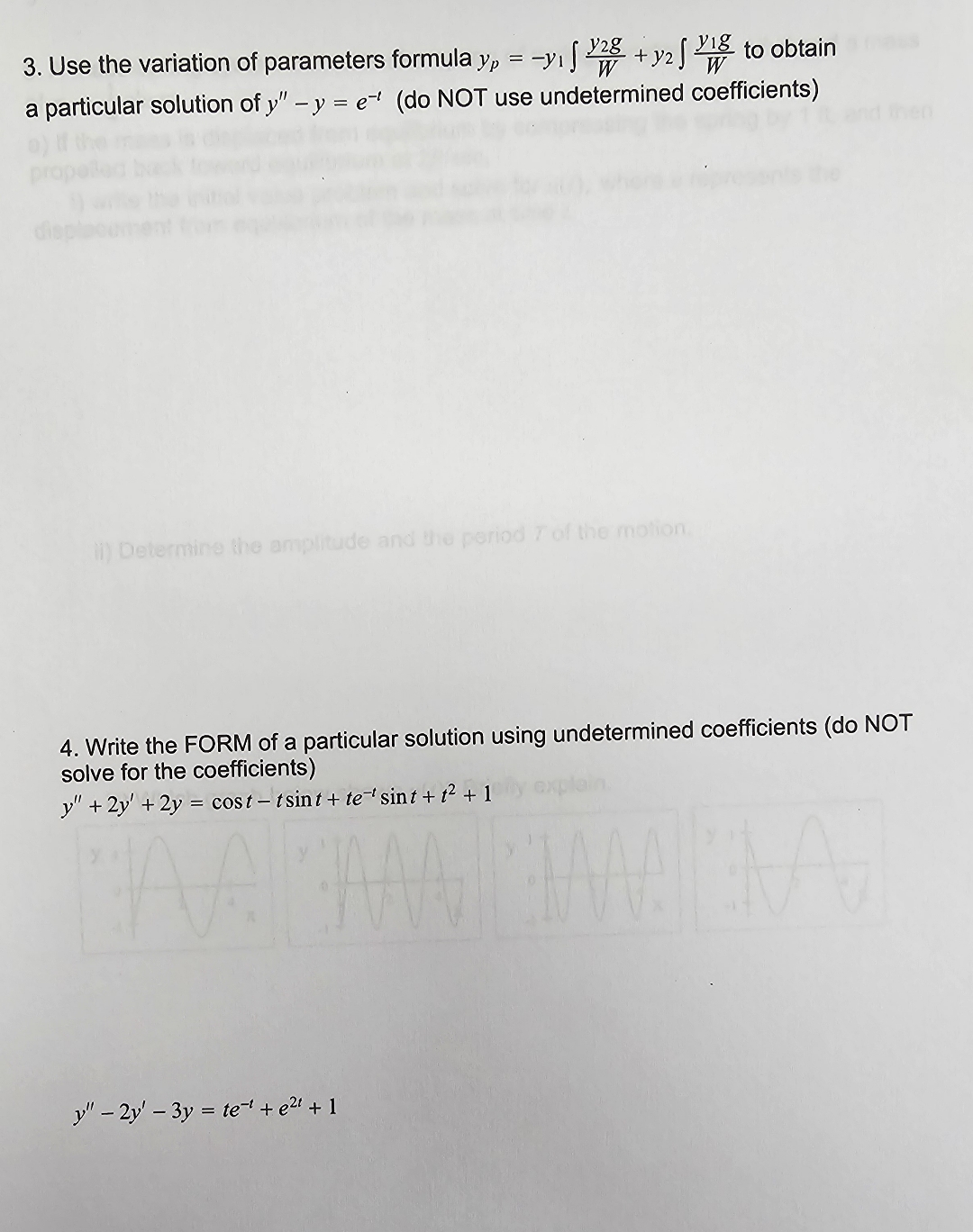 Solved part aUse the variation of parameters formula | Chegg.com