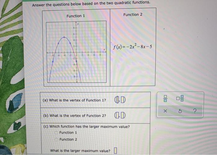 Solved Answer the questions below based on the two quadratic | Chegg.com