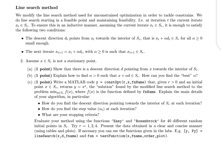 Solved Line search method Ne modify the line search method | Chegg.com