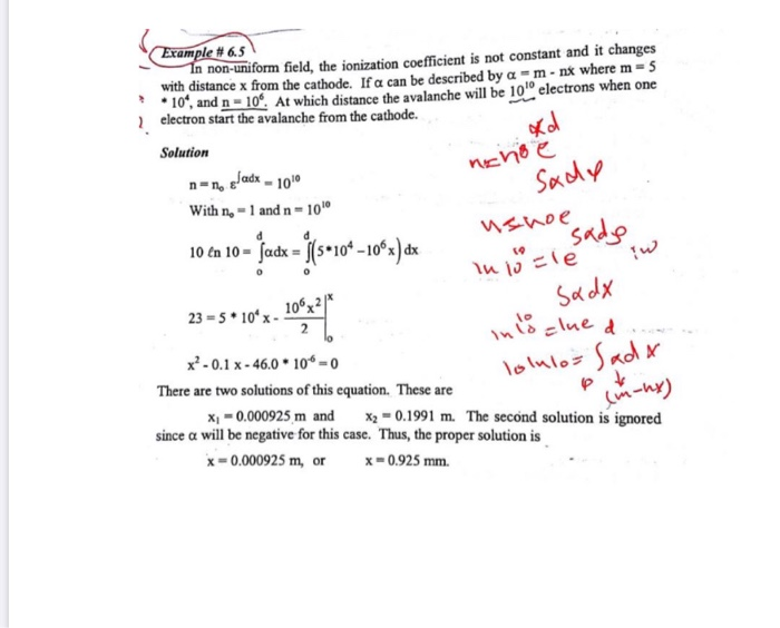Solved Example # 6.5 In non-uniform field, the ionization | Chegg.com