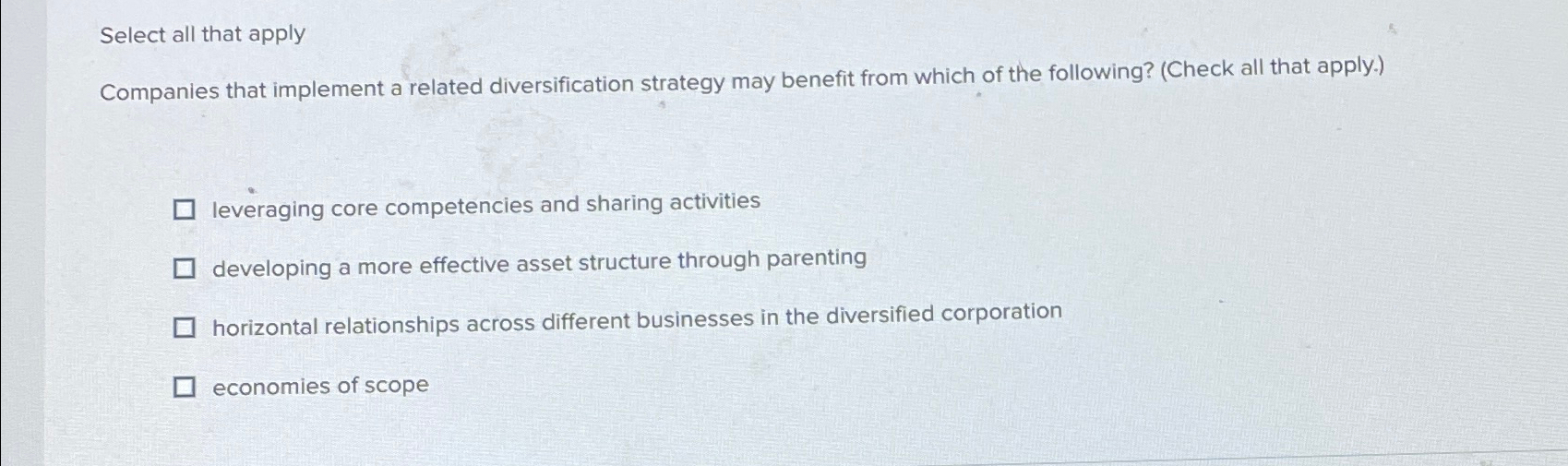 Solved Select all that applyCompanies that implement a | Chegg.com