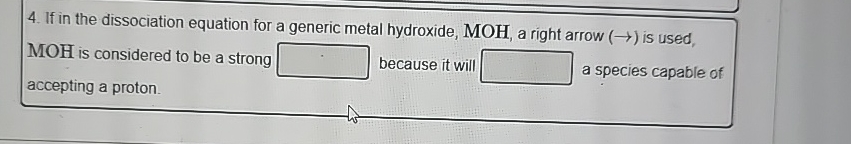 Solved If in the dissociation equation for a generic metal | Chegg.com