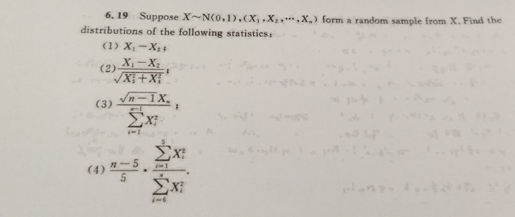 Solved 19 ﻿Suppose x∼N(0,1),(x1,x2,cdots,xn) ﻿form a random | Chegg.com