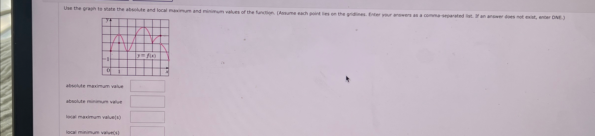 Solved Absolute Maximum Value Absolute Minimum Value Local 1301