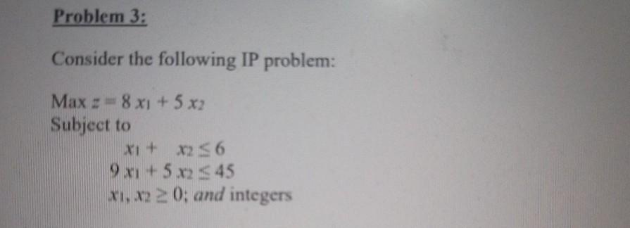Solved Problem 3: Consider the following IP problem: Max - | Chegg.com