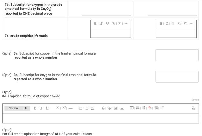 Solved Data and Report Submission - Empirical Formula of | Chegg.com