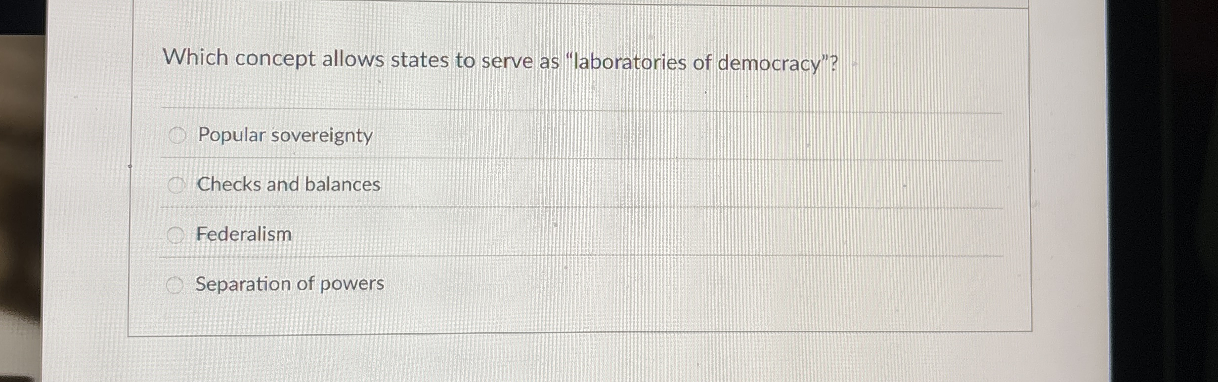 Solved Which concept allows states to serve as "laboratories | Chegg.com