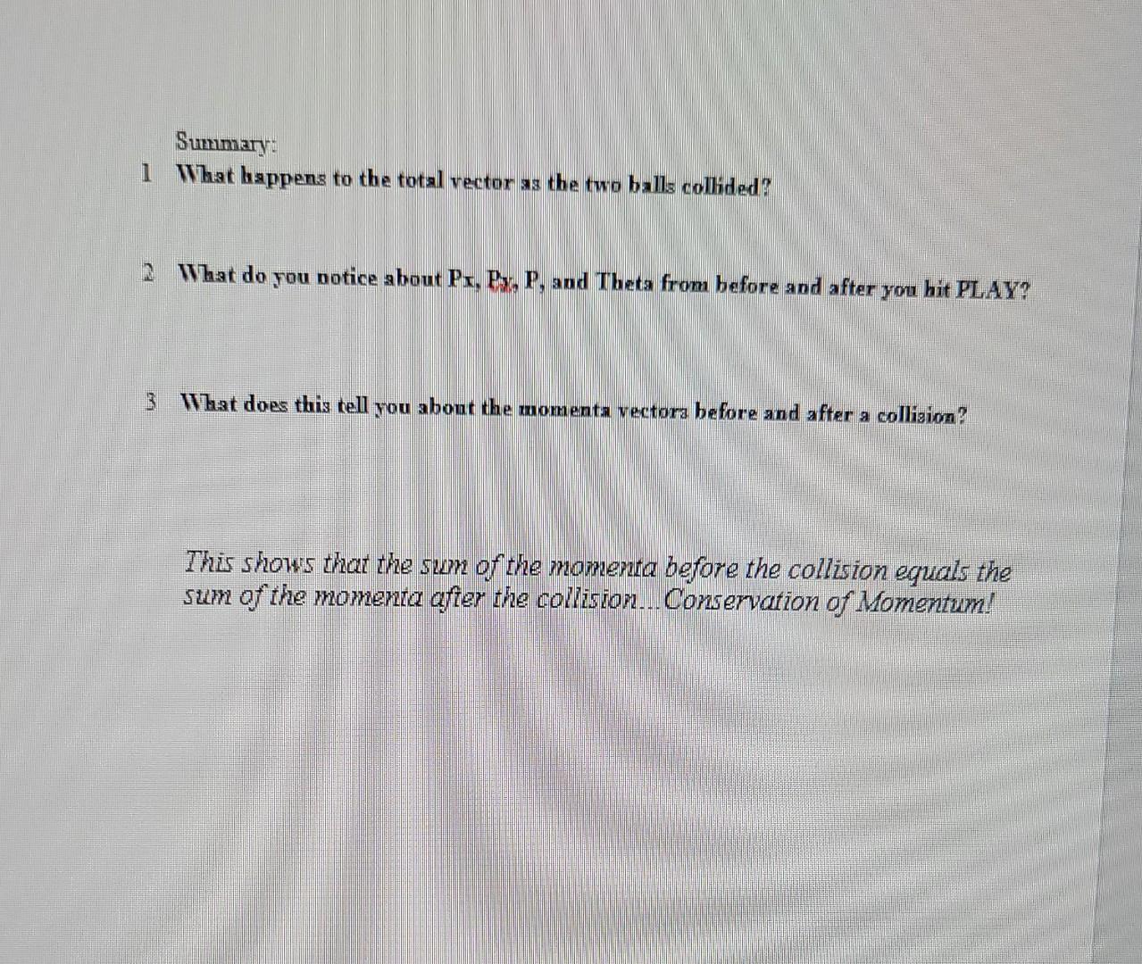 PHYSICS 235 VIRTUAL COLLISIONS LAB OBJECTIVES | Chegg.com