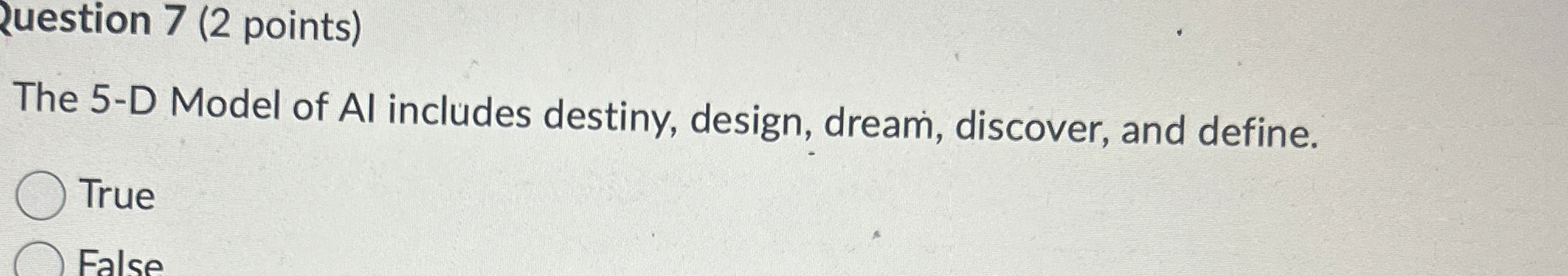 Solved 2uestion 7 (2 ﻿points)The 5-D Model of Al includes | Chegg.com