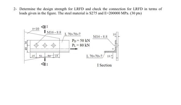 Solved 2- Determine the design strength for LRFD and check | Chegg.com