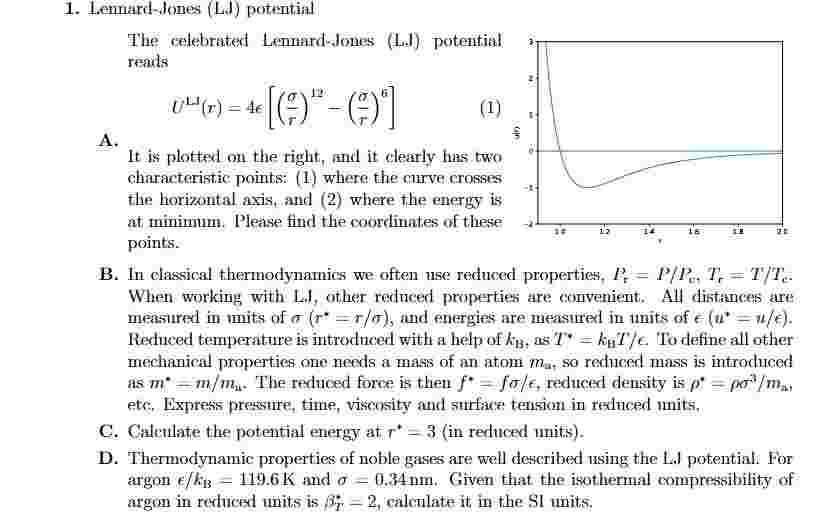 Solved Lemmard-dones (LJ) ﻿potentialThe celebrated | Chegg.com