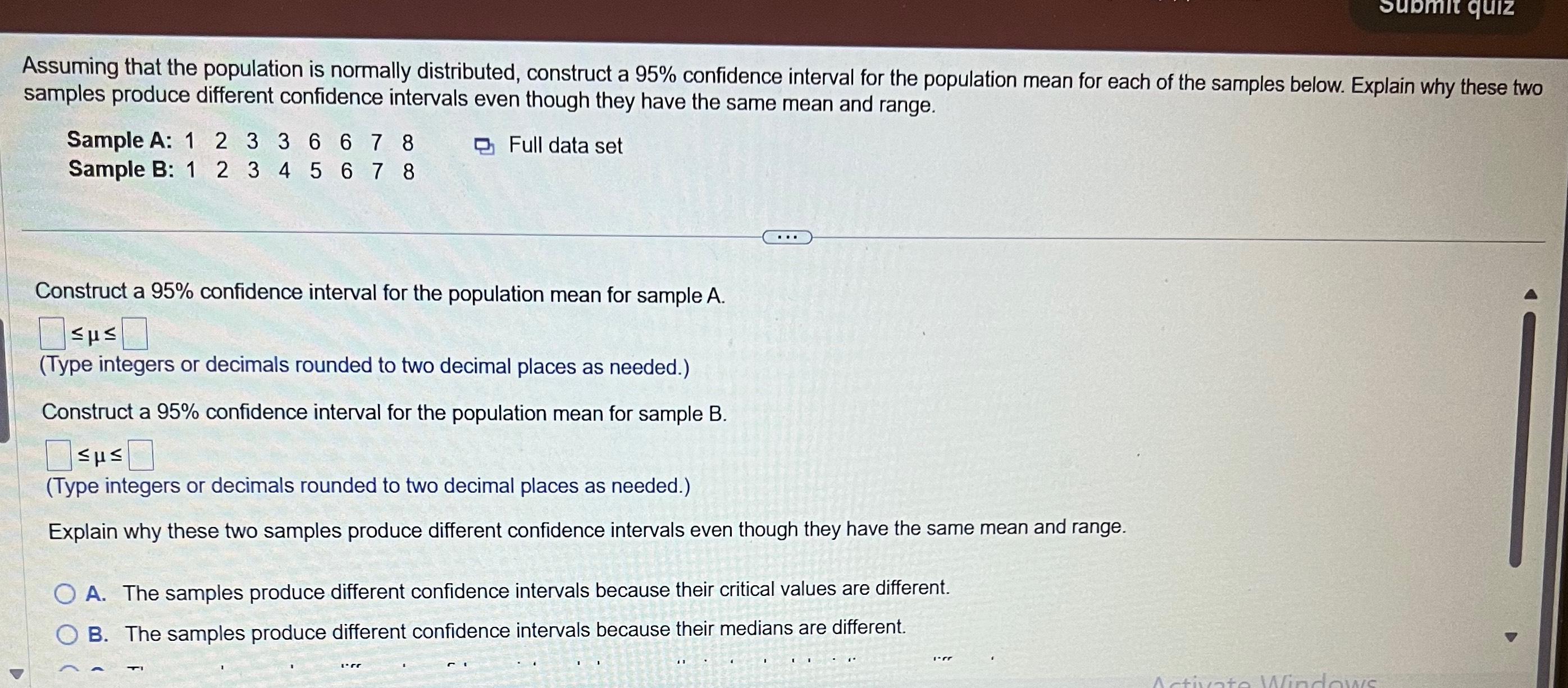 Solved Assuming that the population is normally distributed, | Chegg.com