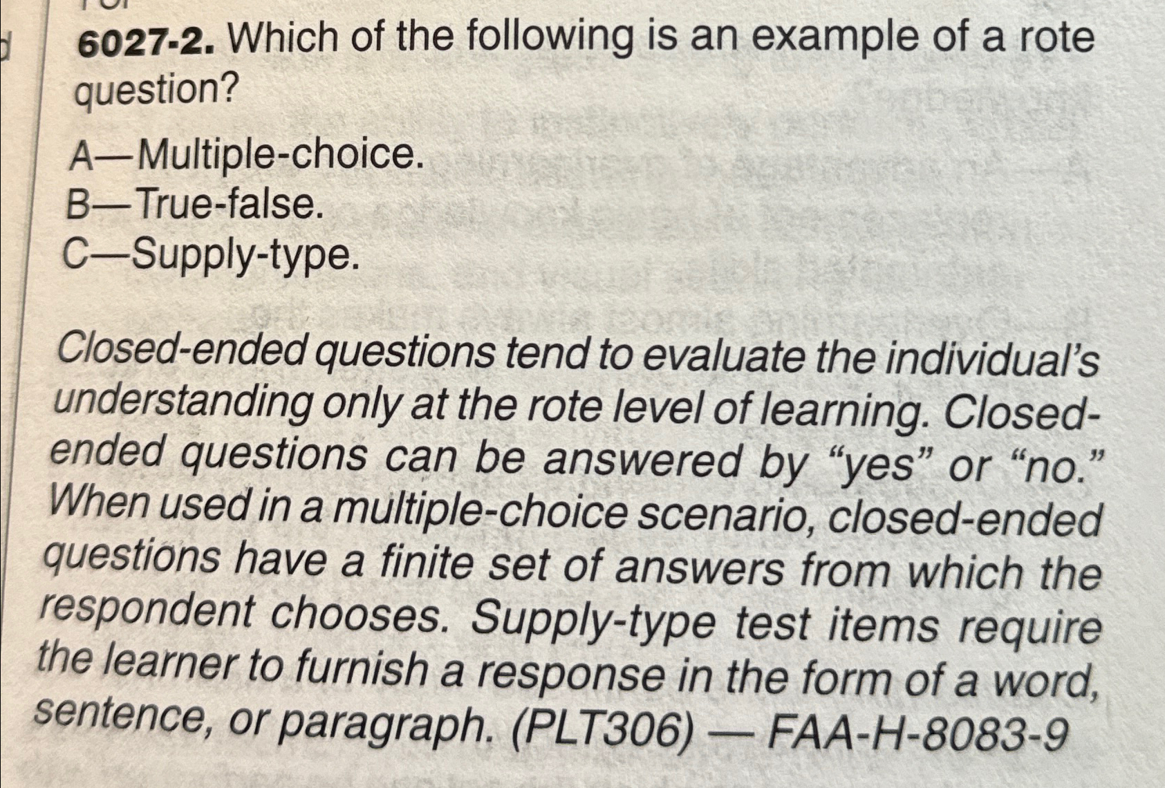 Solved 6027-2. ﻿Which of the following is an example of a | Chegg.com