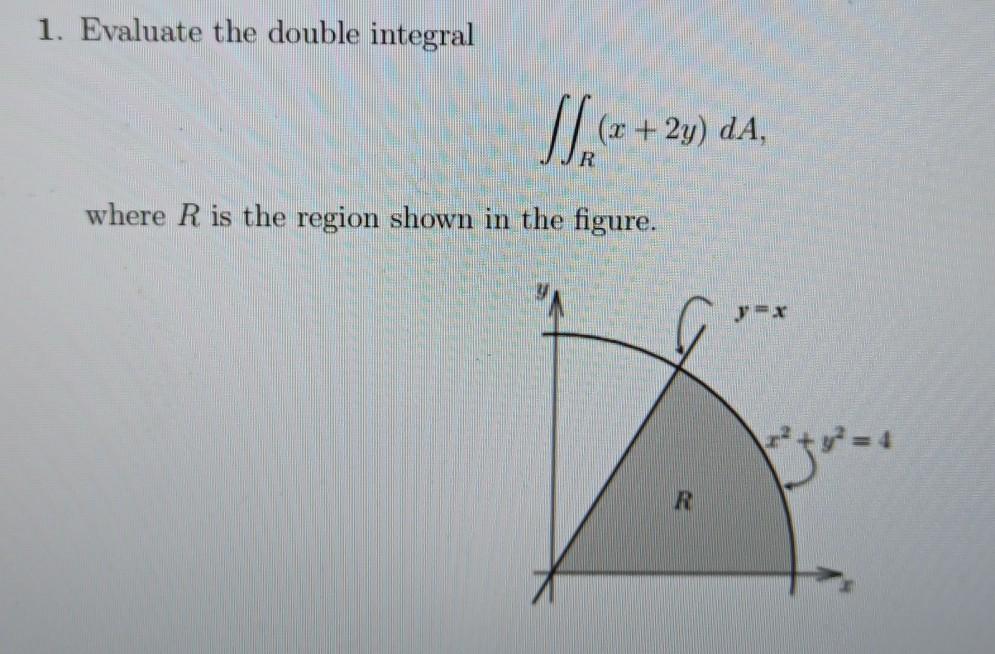 Solved 1. Evaluate the double integral // « +21 (2 + 2y) dA, | Chegg.com